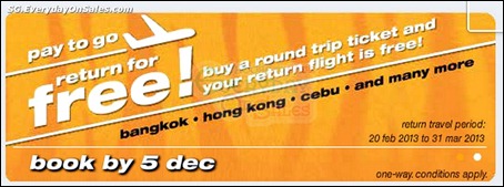 2012 Tiger Airways Pay to Go-Return for FREE Promotion