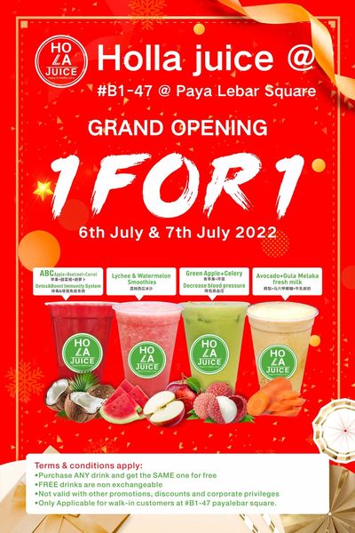6-7 Jul 2022: Holla Juice Bar and Salad Crunch Opening Deal at Paya ...