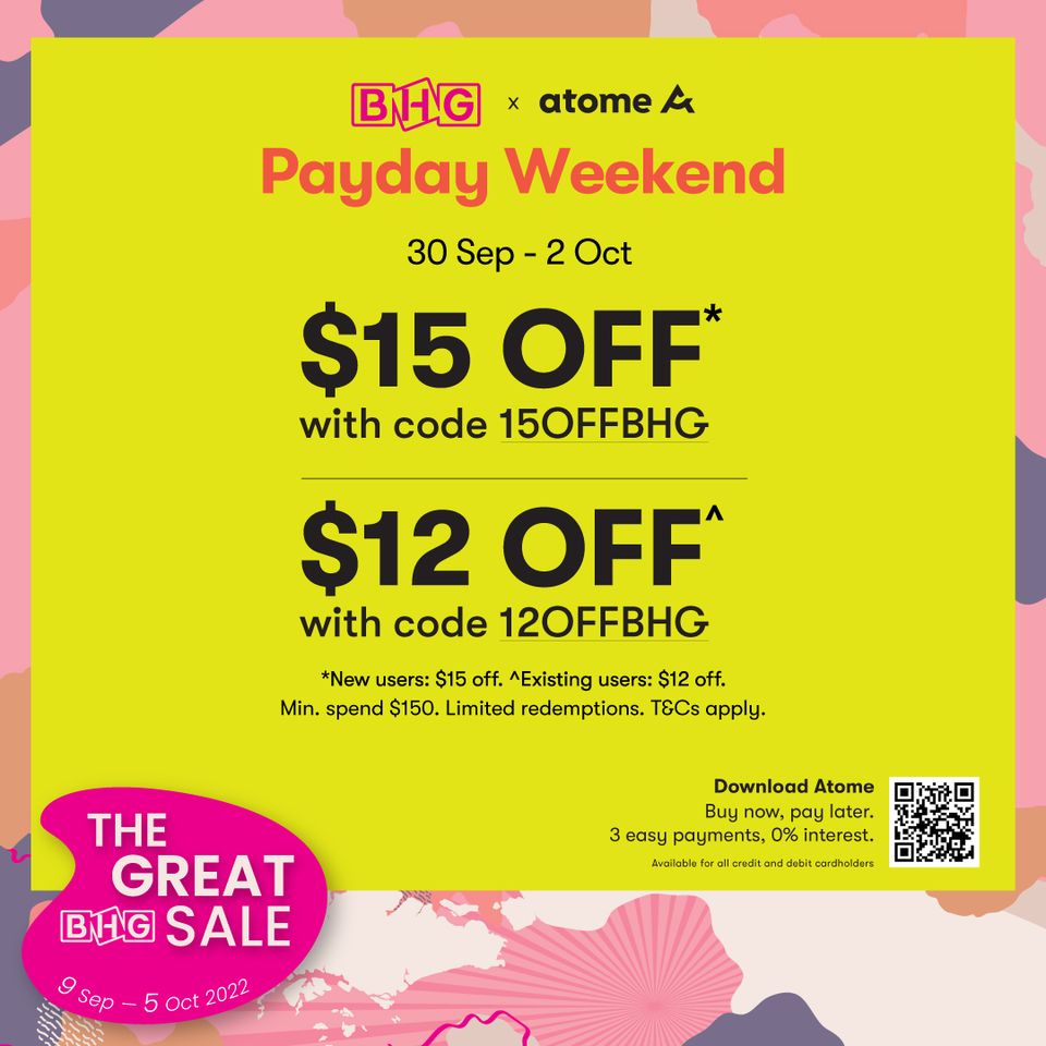 30 Sep-2 Oct 2022: BHG Atome Payday Weekend Deal - SG.EverydayOnSales.com