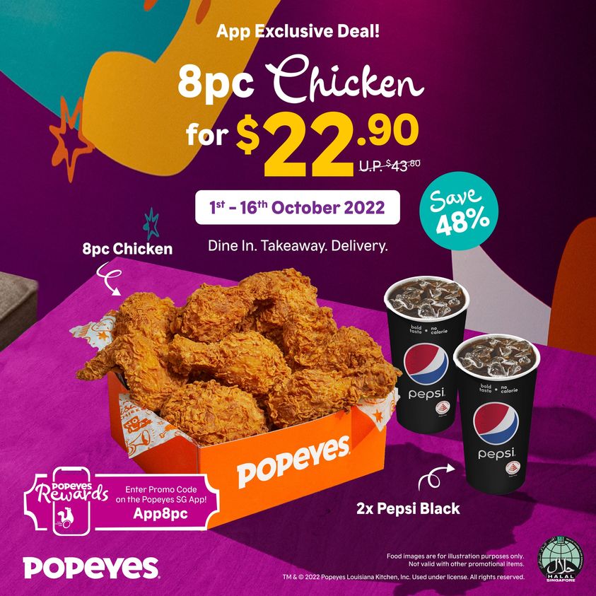 1-16 Oct 2022: Popeyes App Exclusive Deal - SG.EverydayOnSales.com