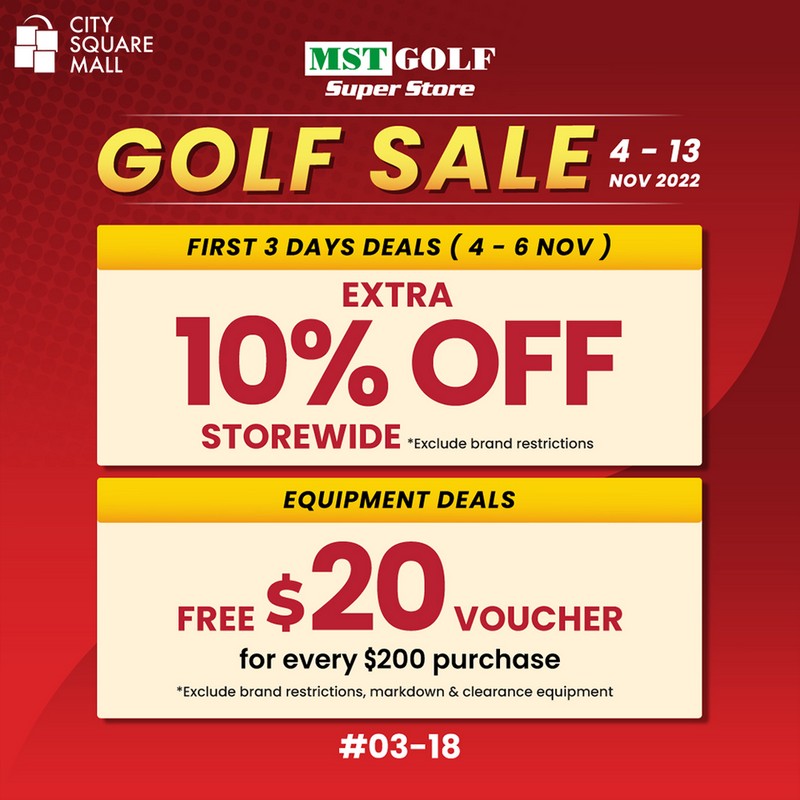 Now till 13 Nov 2022: MST Golf Golf Sale at City Square Mall - SG ...