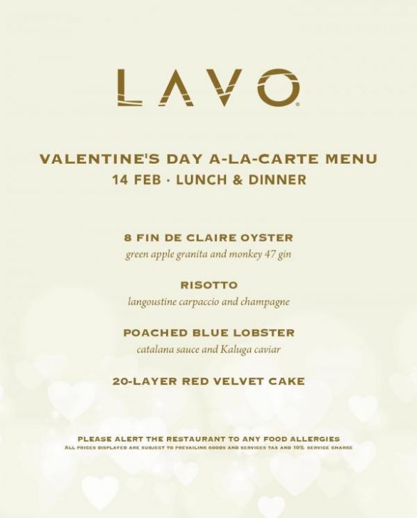14 Feb 2023: LAVO Valentine's Day A-La-Carte Menu Promotion - SG ...
