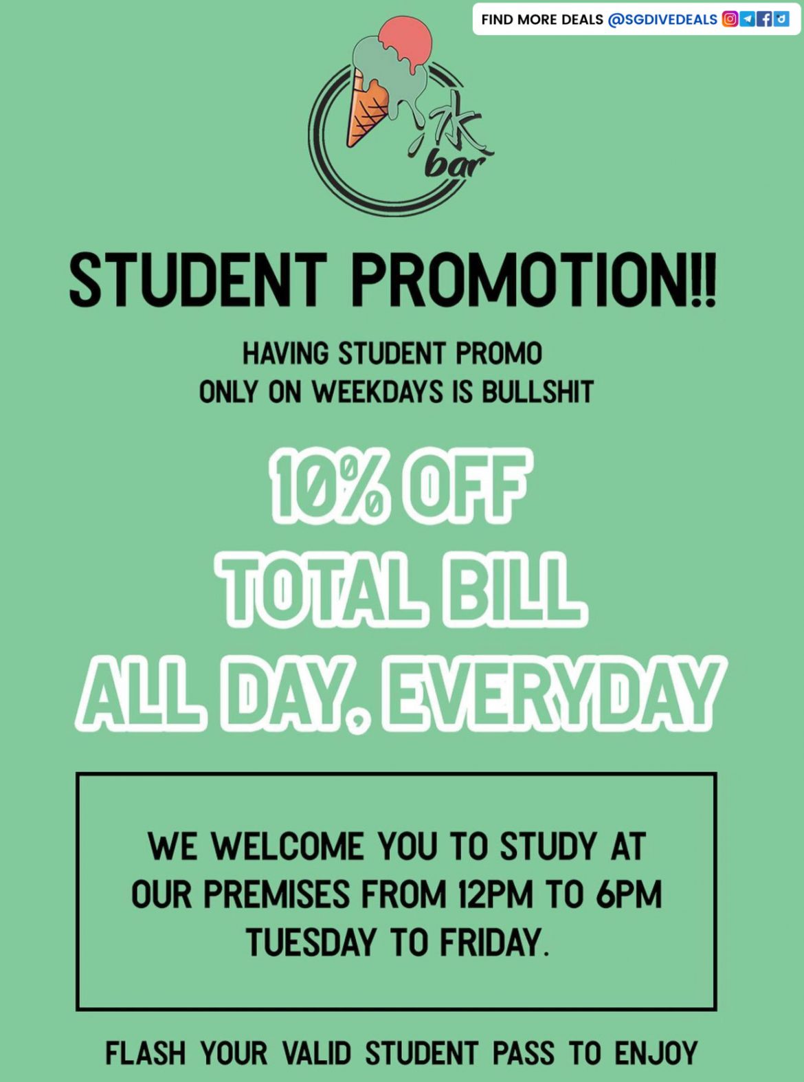 6 Sep 2023 Onward: Icebar Student Promotion - SG.EverydayOnSales.com