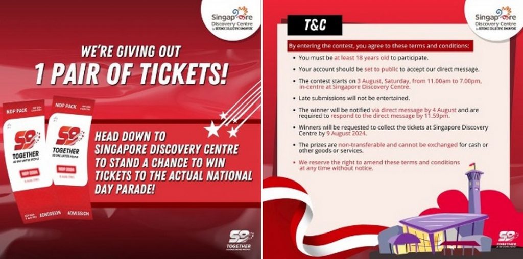 3 August 2024: Singapore Discovery Centre: Win National Day Parade ...
