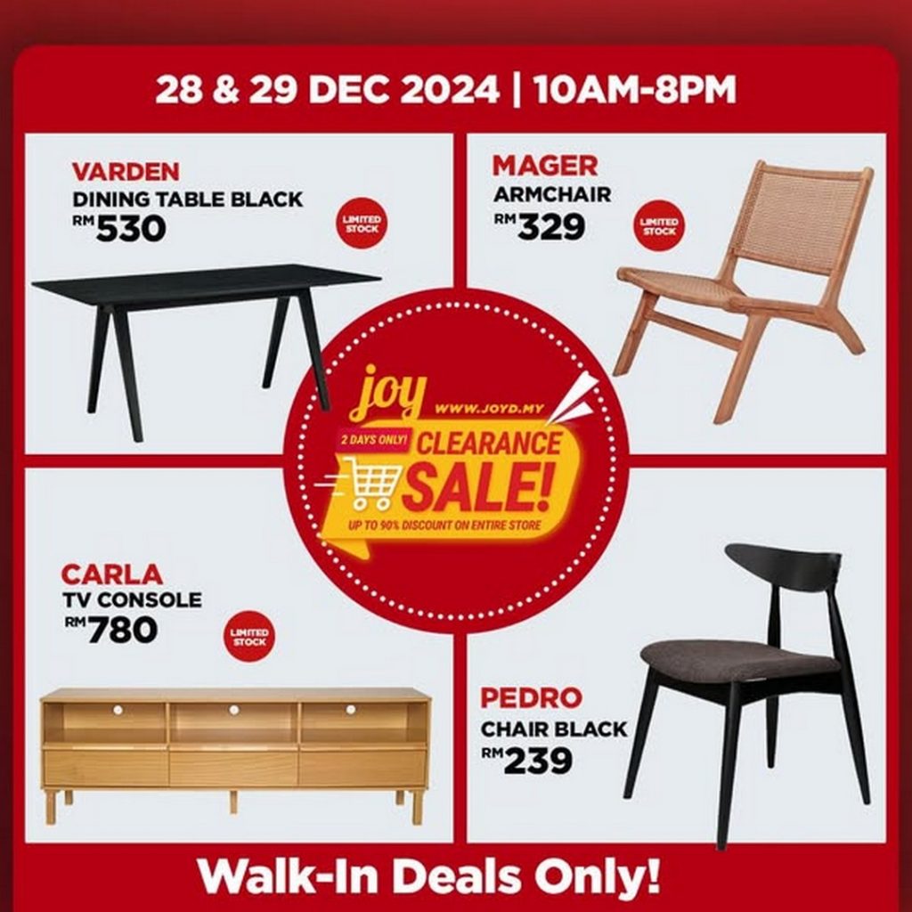 28-29 December 2024: Joy Design Studio, Clearance Sale, Up to 90% Off ...