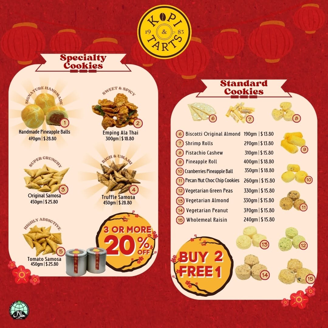 30 December 2024 onwards: Kopi & Tarts – Buy 2 Get 1 Free on Lunar New ...