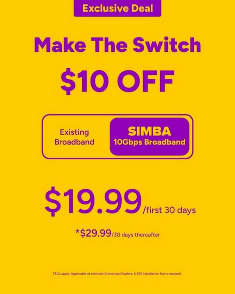 Now till 9 March 2025: SIMBA Telecom: $10 Off First 30 Days on 10Gbps ...