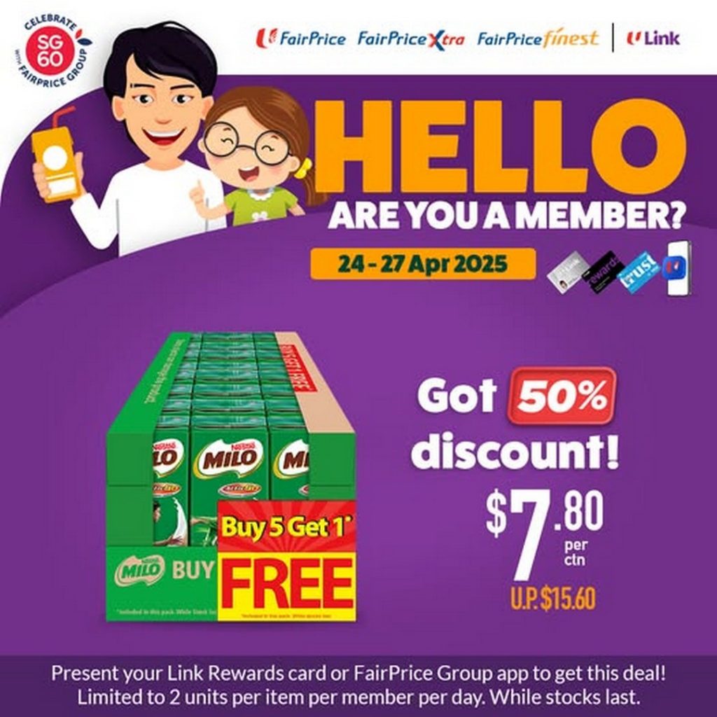 24-27 April 2025: FairPrice Group: 50% Off MILO Tetra Pak Drink with ...
