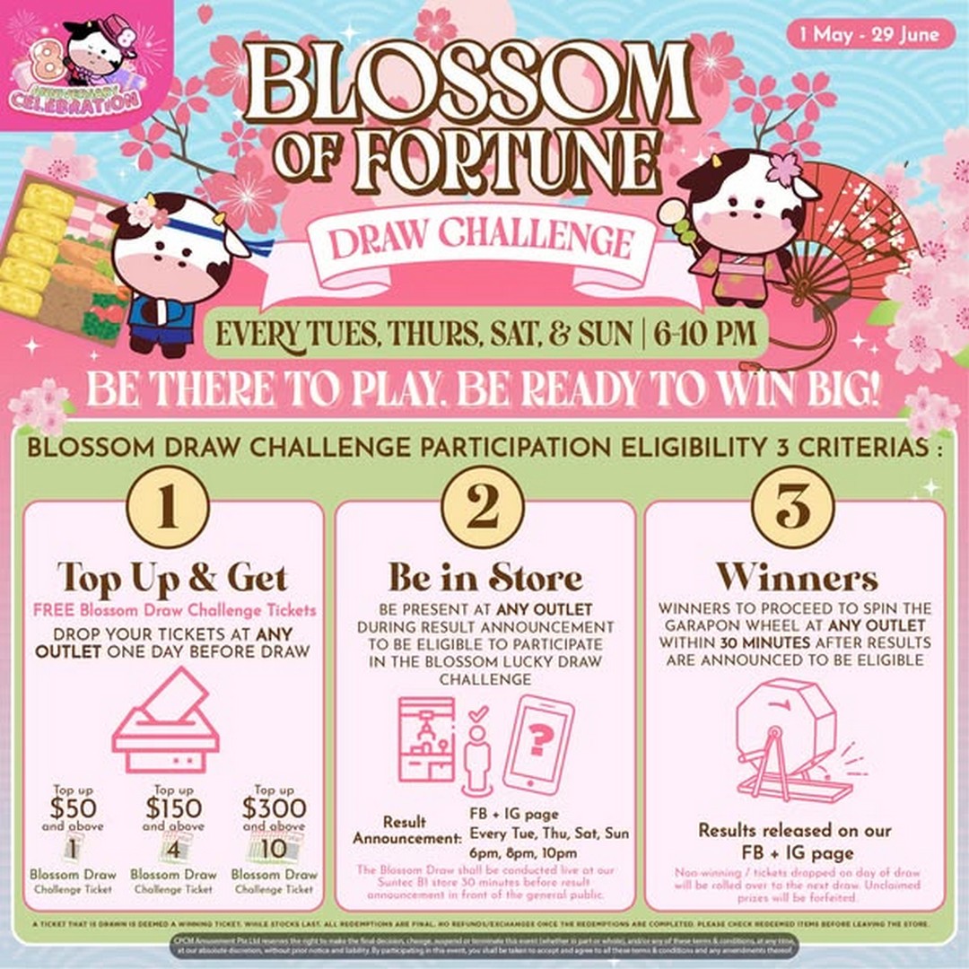 Now till 29 June 2025: Cow Play Cow Moo – Blossom of Fortune Draw ...