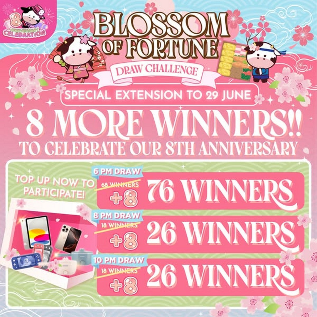 Now till 29 June 2025: Cow Play Cow Moo – Blossom of Fortune Draw ...