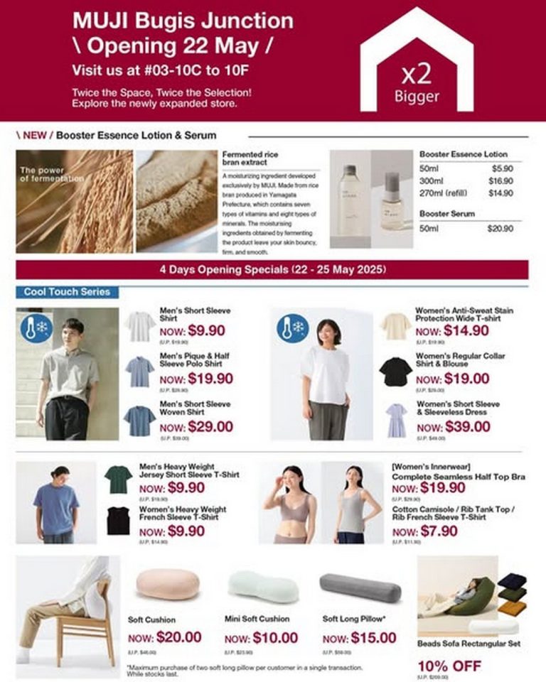 22-25 May 2025: MUJI Singapore, Bugis Junction Opening Specials: Store Relaunch Promotion with ...