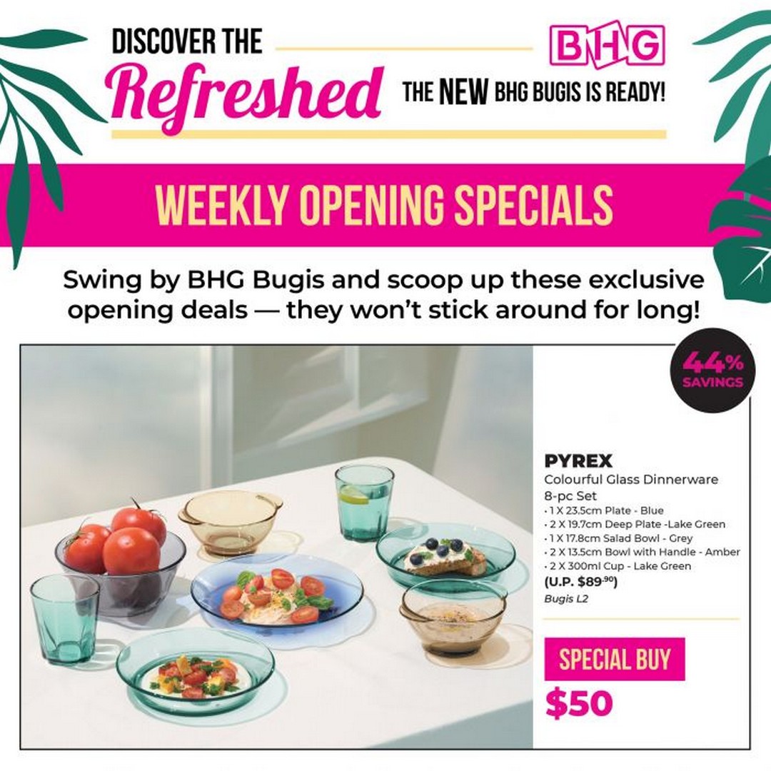 17 June 2025 onwards: BHG Bugis – Pyrex Colourful Glass Dinnerware Set ...