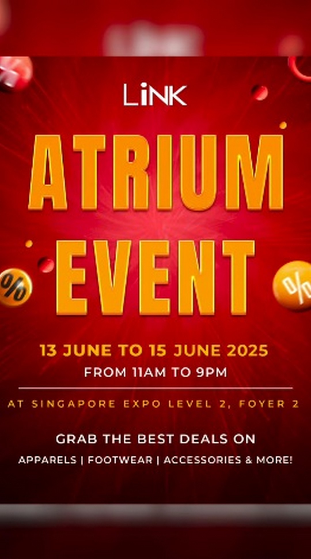13-15 June 2025: LINK SPORTS ATRIUM – Massive Sale on Footwear, Apparel ...