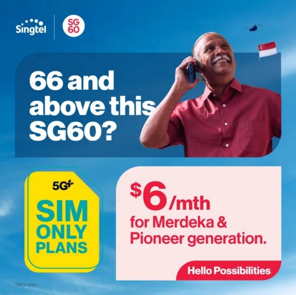 25 June 2025 onwards: Singtel – $6 5G+ SIM-Only Plan for Seniors with 180GB Data & Unlimited ...