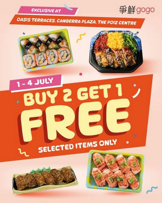 1-4 July 2025: Sushi Express Singapore, Buy 2 Get 1 Free Treat at GoGo ...