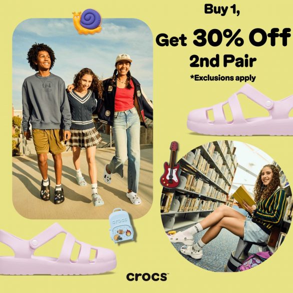 3 July 2025 onwards: Crocs Singapore, Buy 1 Get 30% Off 2nd Pair: Back ...
