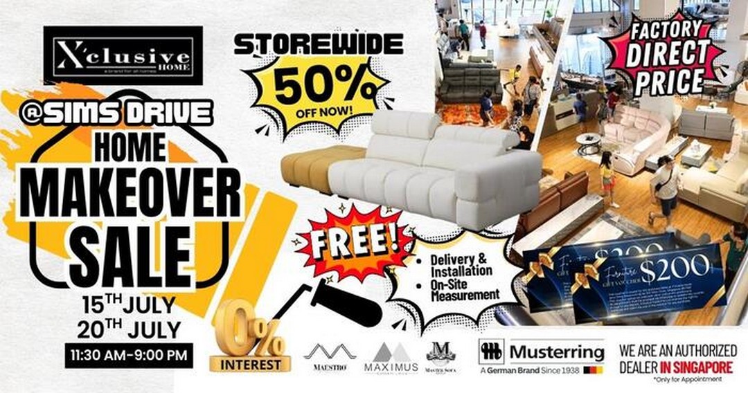 Now till 20 July 2025: X’clusive Home, Sims Drive – 50% Off Furniture ...