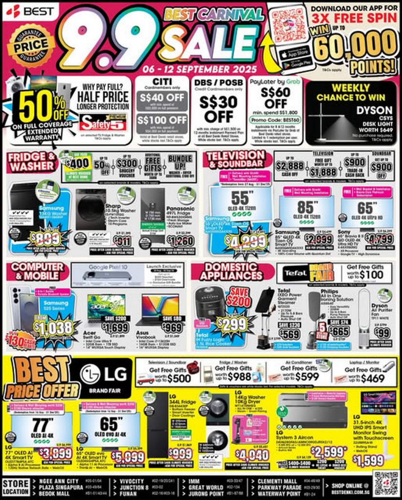 6-12 September 2025: BEST Denki Singapore: 9.9 Best Carnival Sale: Electronics & Home Appliances ...
