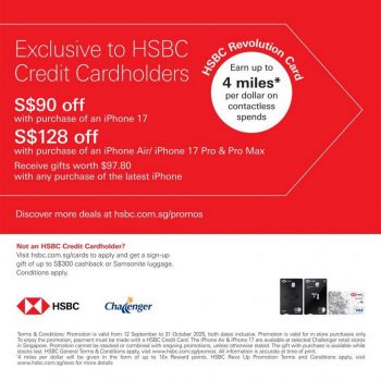 12 September – 31 October 2025: Challenger Singapore iPhone 17 HSBC Credit Card Promotion ...