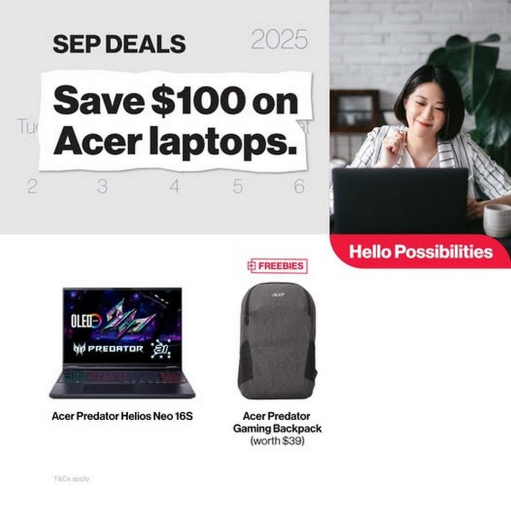3 September 2025 onwards: Singtel: Acer Laptop Deal – Save $100 & Enjoy ...
