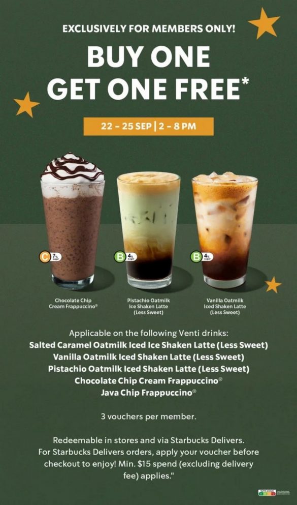 22-25 September 2025: Starbucks Singapore 1-FOR-1 Venti Drinks ...