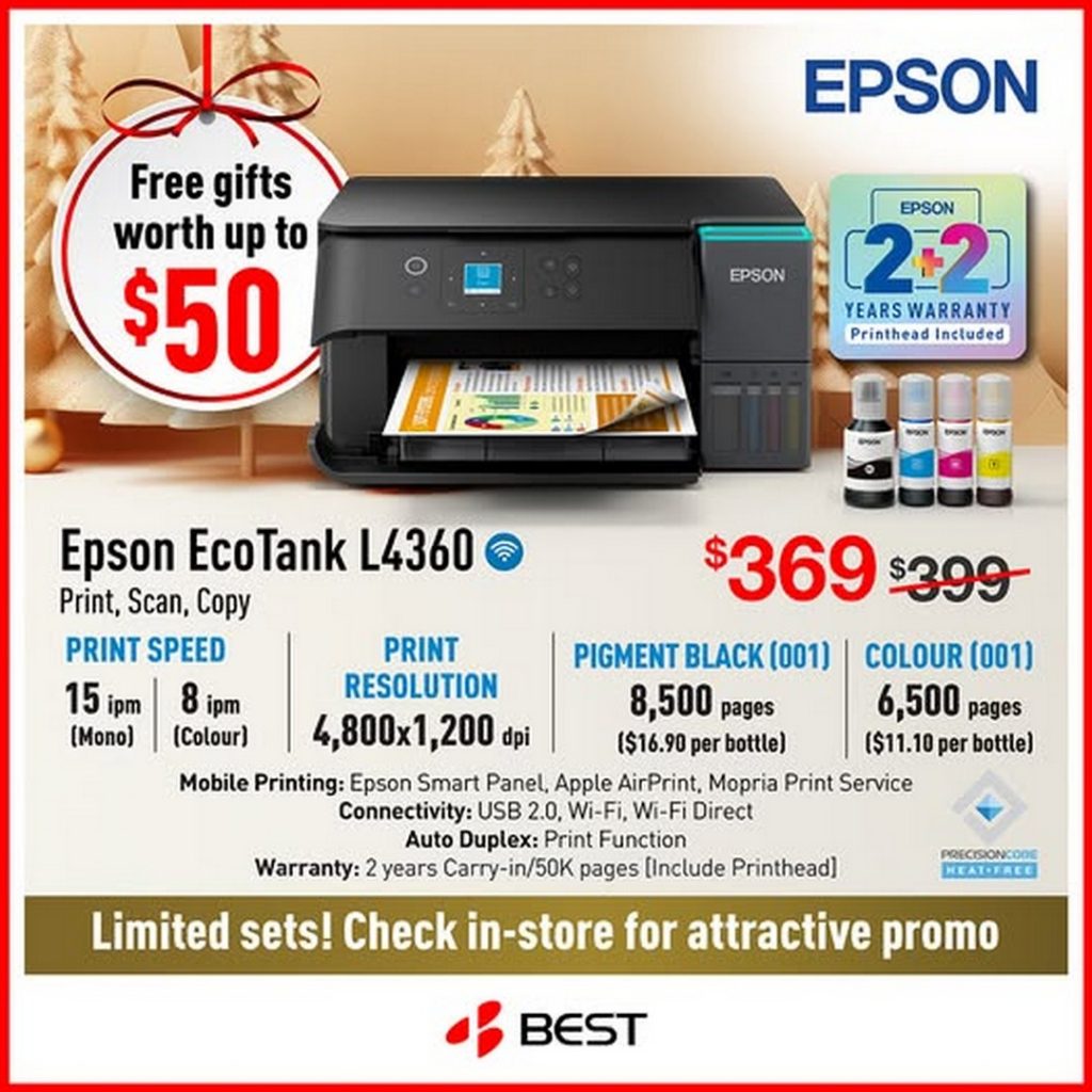 15 October 2025 onwards: BEST Denki Singapore: Epson EcoTank L4360 ...