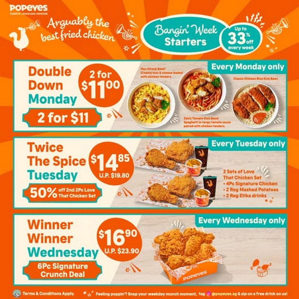 1–31 October 2025: Popeyes Singapore: Up to 33% OFF Weekday Specials ...