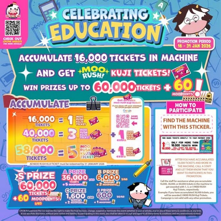 16-31 January 2026: Cow Play Cow Moo: Celebrating Education Ticket Kuji ...