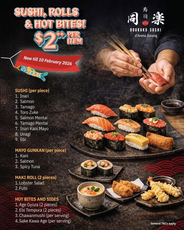 10 January-10 February 2026: Douraku Sushi: $2 Sushi Rolls & Hot Bites ...