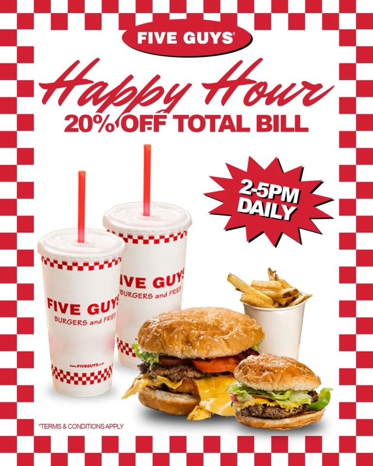 28 January 2026: Five Guys Singapore: Happy Hour Deals: Enjoy 20% Off ...