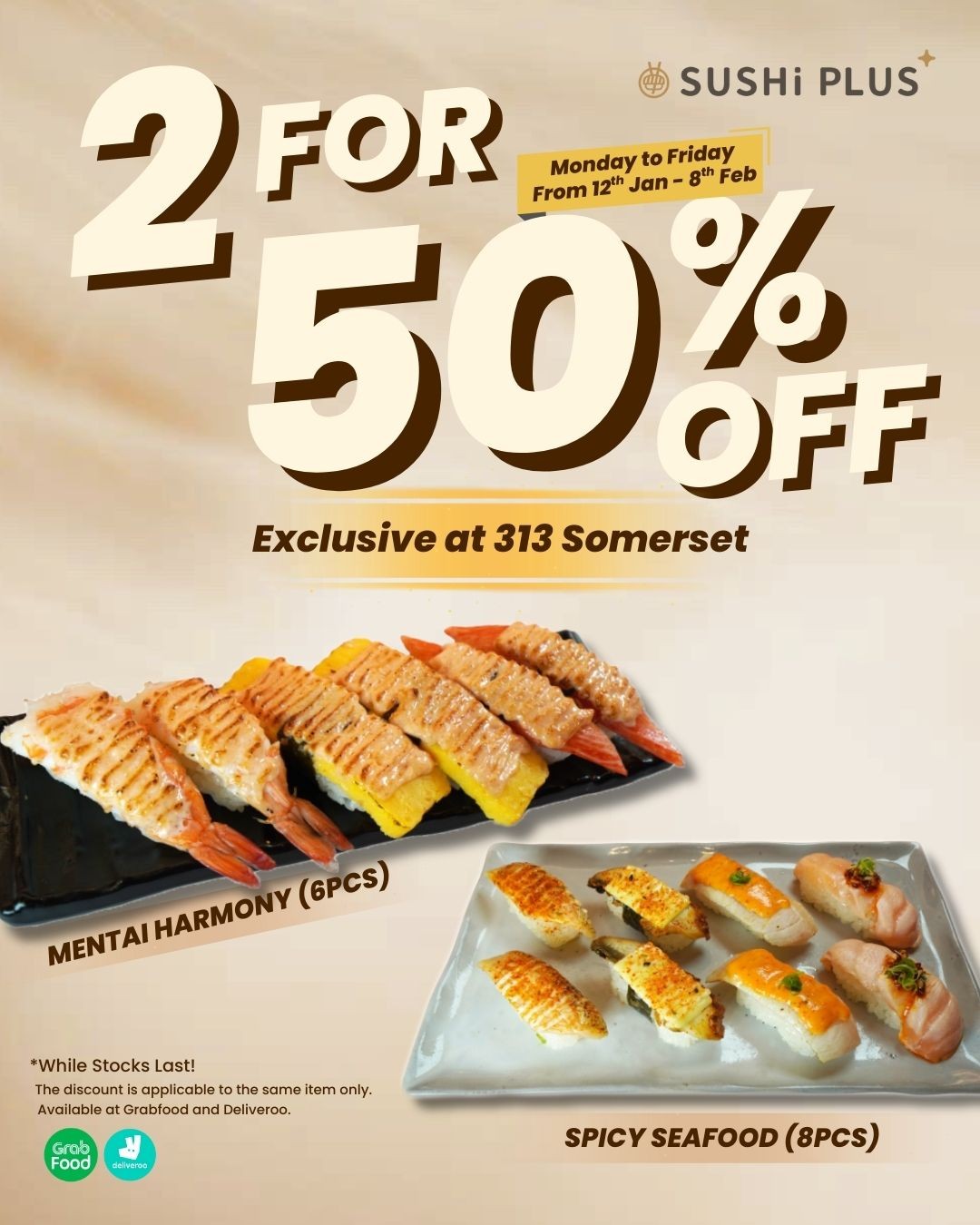 12 January-8 February 2026: Sushi Plus: Enjoy 2 for 50% Off Your ...