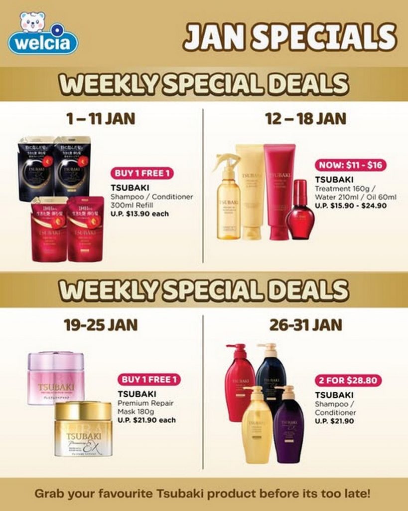 1–31 January 2026: Welcia Singapore: TSUBAKI Haircare Weekly Deals ...