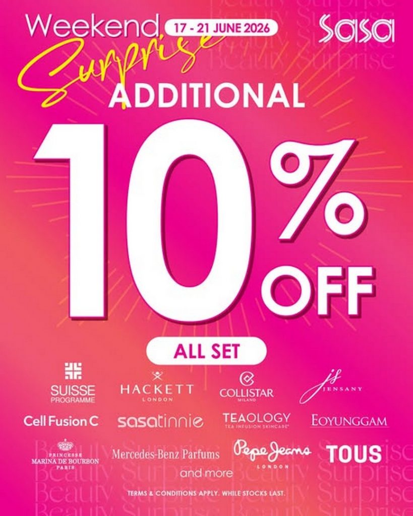Now till 21 June 2026: Sa Sa Singapore Weekend Surprise Extra 10% Off ...