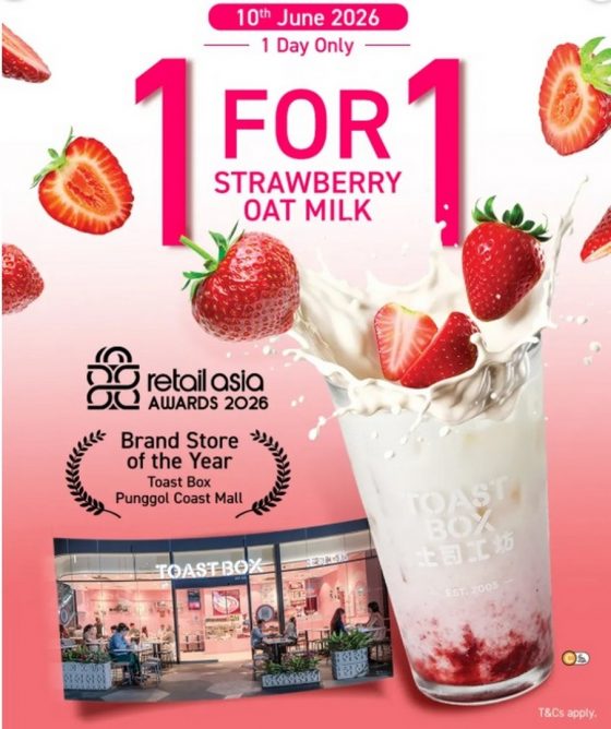 10 June 2026: Toast Box Punggol Coast Mall 1-for-1 Strawberry Oat Milk ...