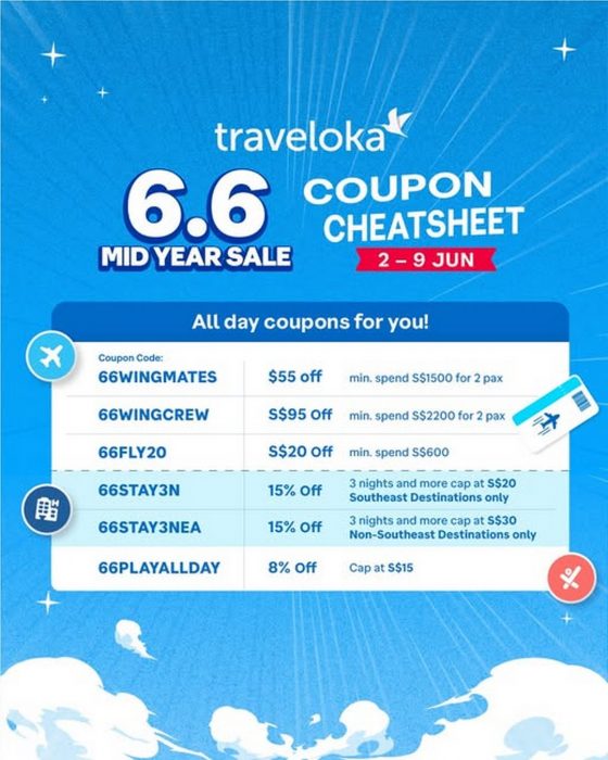 2-9 June 2026: Traveloka Singapore, 6.6 Mid Year Sale Coupon Promotion ...